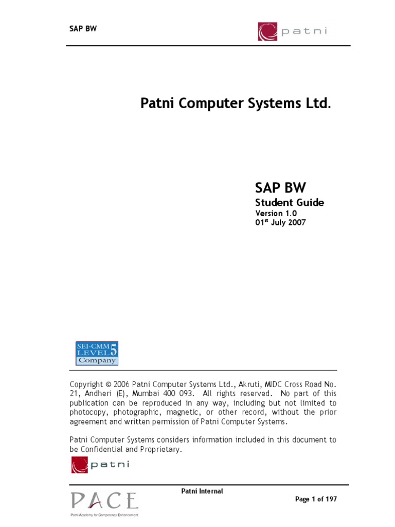 Patni Computer Systems LTD.: Student Guide | PDF | Data Warehouse ...
