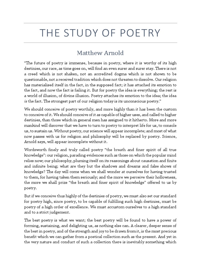 The Future of Poetry: Arnold's Insights | PDF | Poetry | Metaphysics