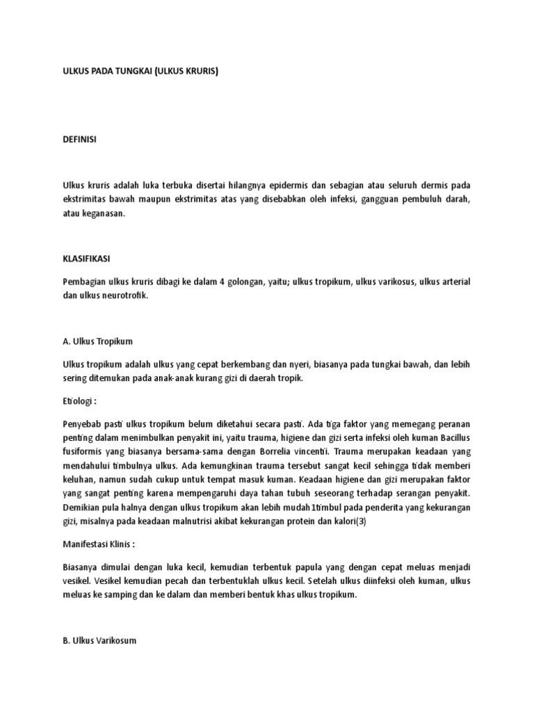 Jenis dan Diagnosis Ulkus Kruris | PDF