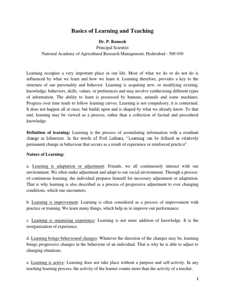 RM - Basics of Teaching-Learning | PDF | Motivation | Motivational