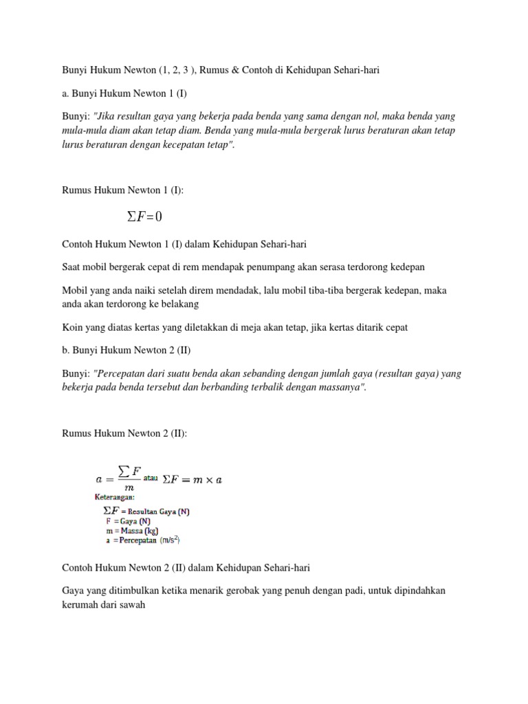 Bunyi Hukum Newton | PDF