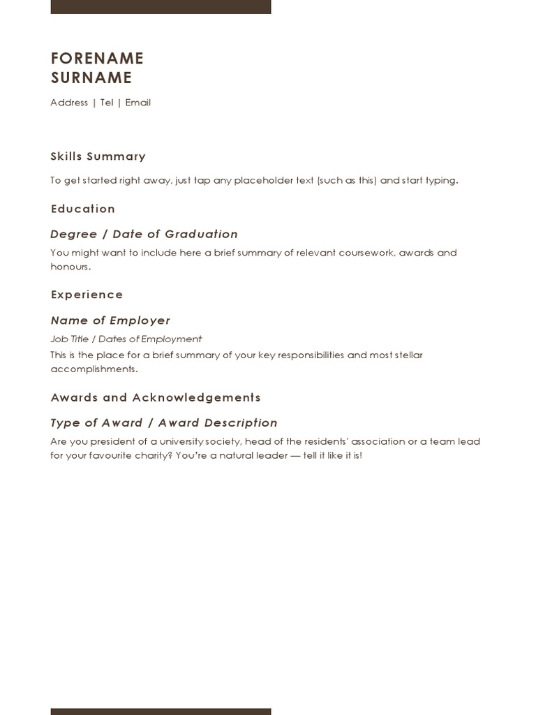 Forename Surname: Skills Summary | PDF