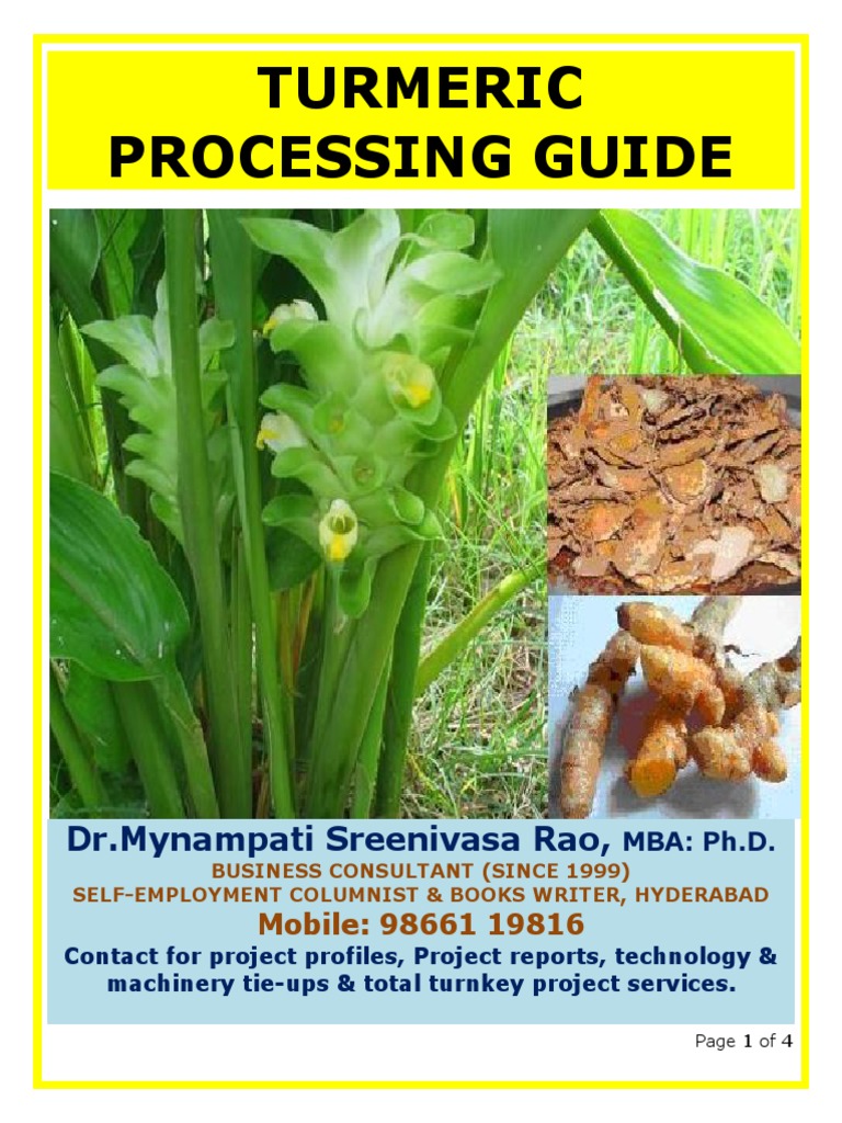 Turmeric Processing Guide by Mynampati Sreenivasa Rao | PDF | Turmeric ...