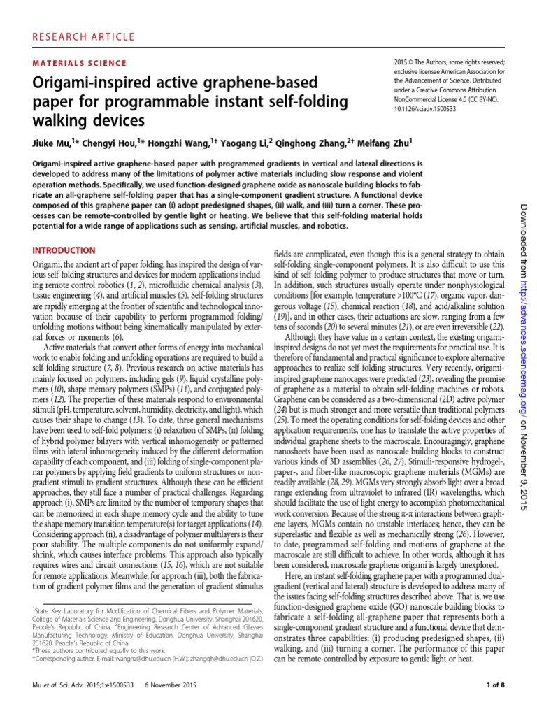 Origami-Inspired Active Graphene-Based Paper For Programmable Instant ...