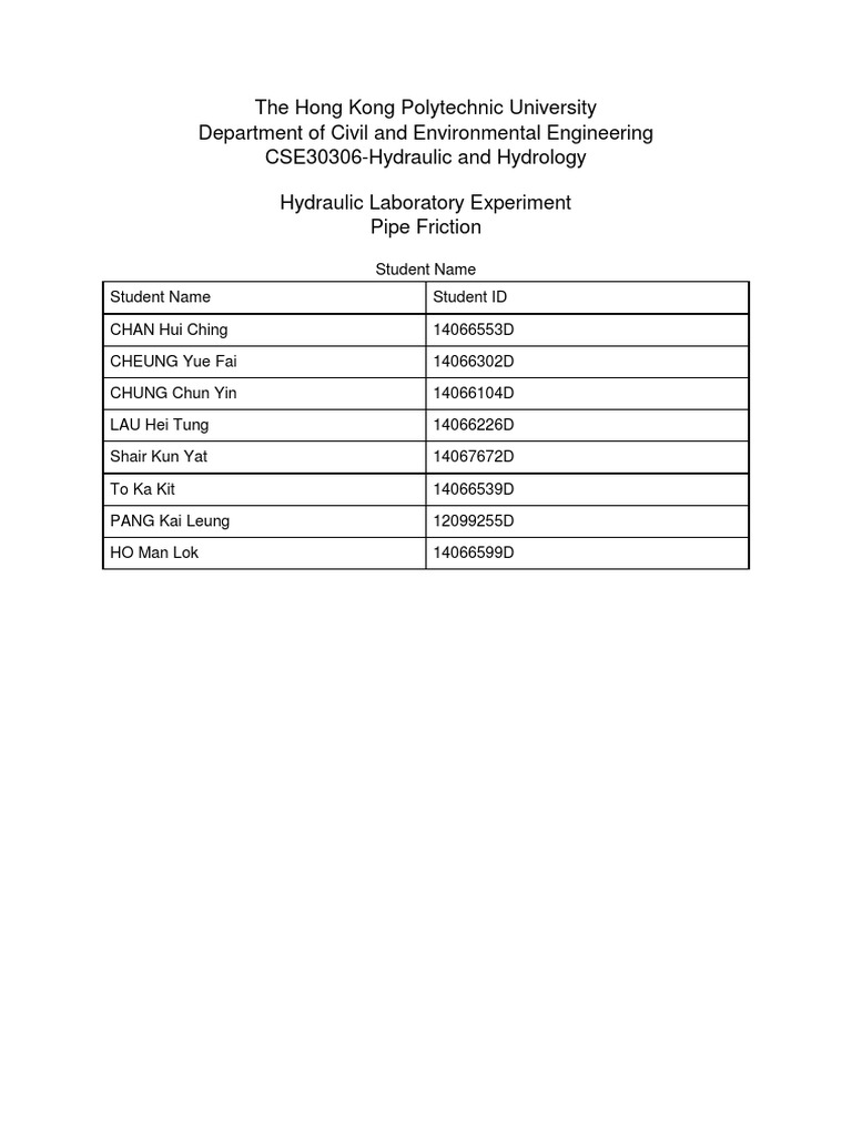 Our Hydraulic Report | PDF | Reynolds Number | Chemical Engineering