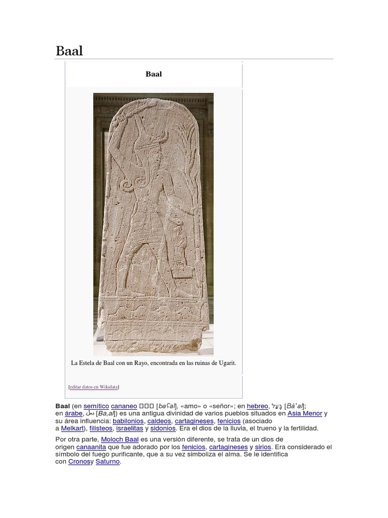 Baal | PDF | Mitología levantina | Deidades