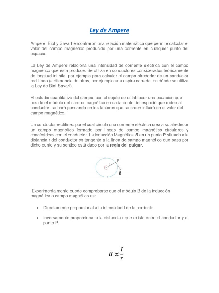 Ley de Ampere | Unduh gratis PDF | Campo magnético | Corriente eléctrica