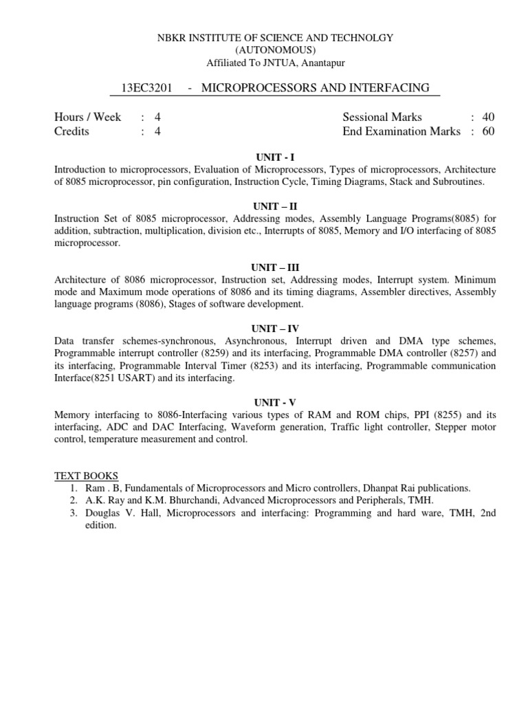 5 - Microprocessors and Interfacing | PDF | Science & Mathematics | Computers