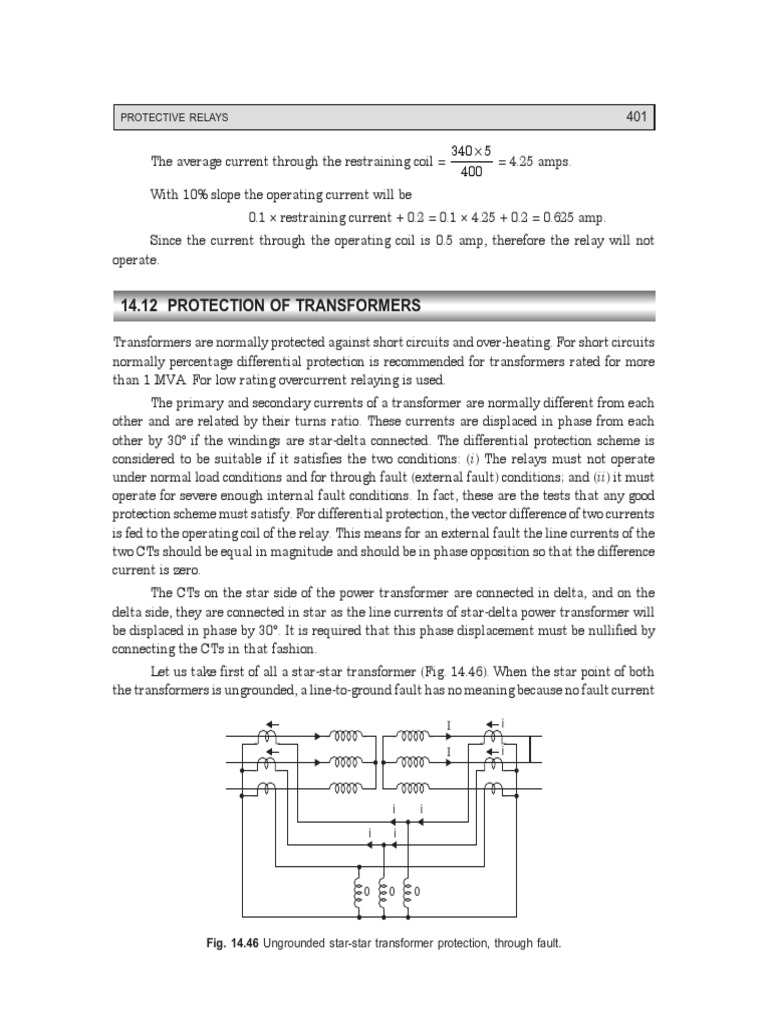 14.12 Protection of Transformers: Protective Relays | PDF | Transformer ...
