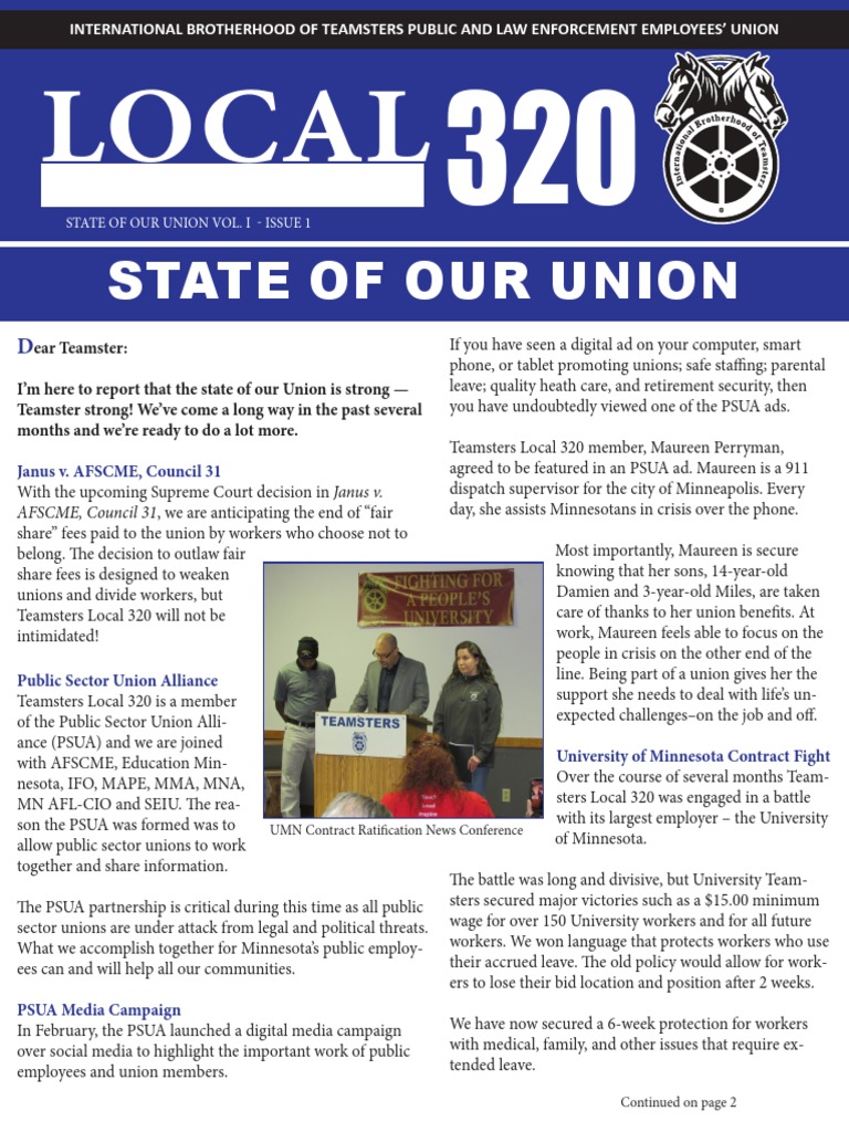 Teamsters Local 320 State of Our Union April 2018 | PDF | Trade Union ...