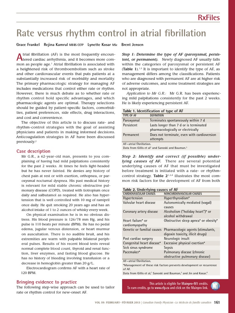 Rate Versus Rhythm Control in Atrial Fibrillation: Rxfiles | PDF ...