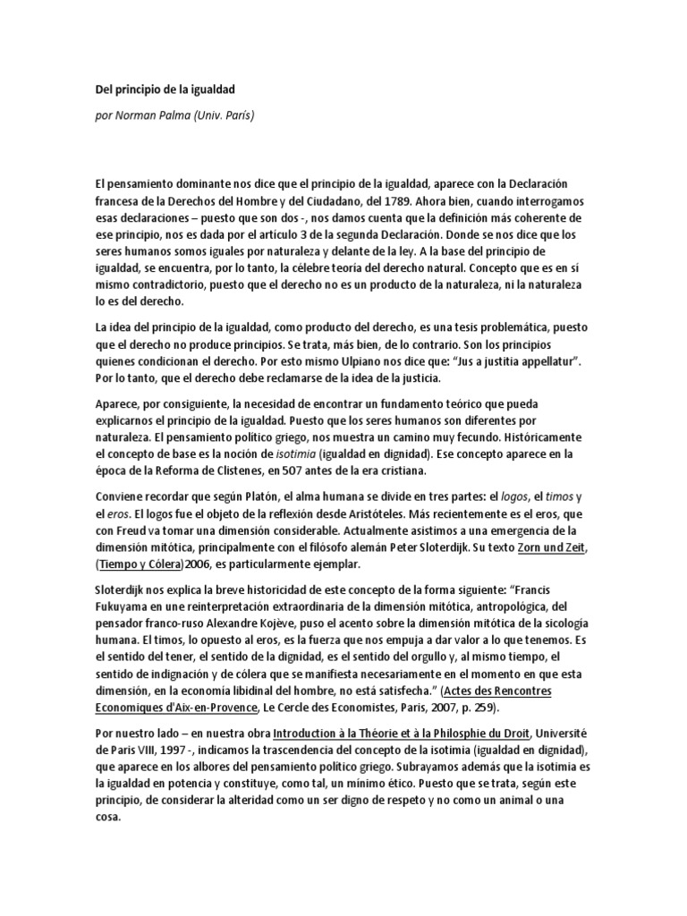Del Principio de La Igualdad | PDF | Igualdad social | Democracia