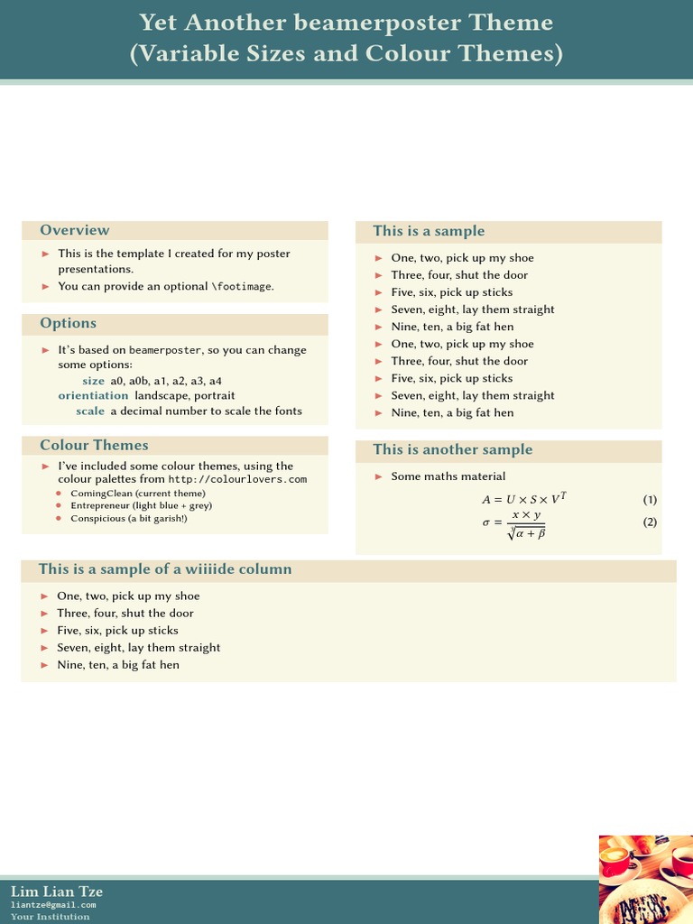 Yet Another Beamerposter Theme With Variable Sizes and Colour Themes ...