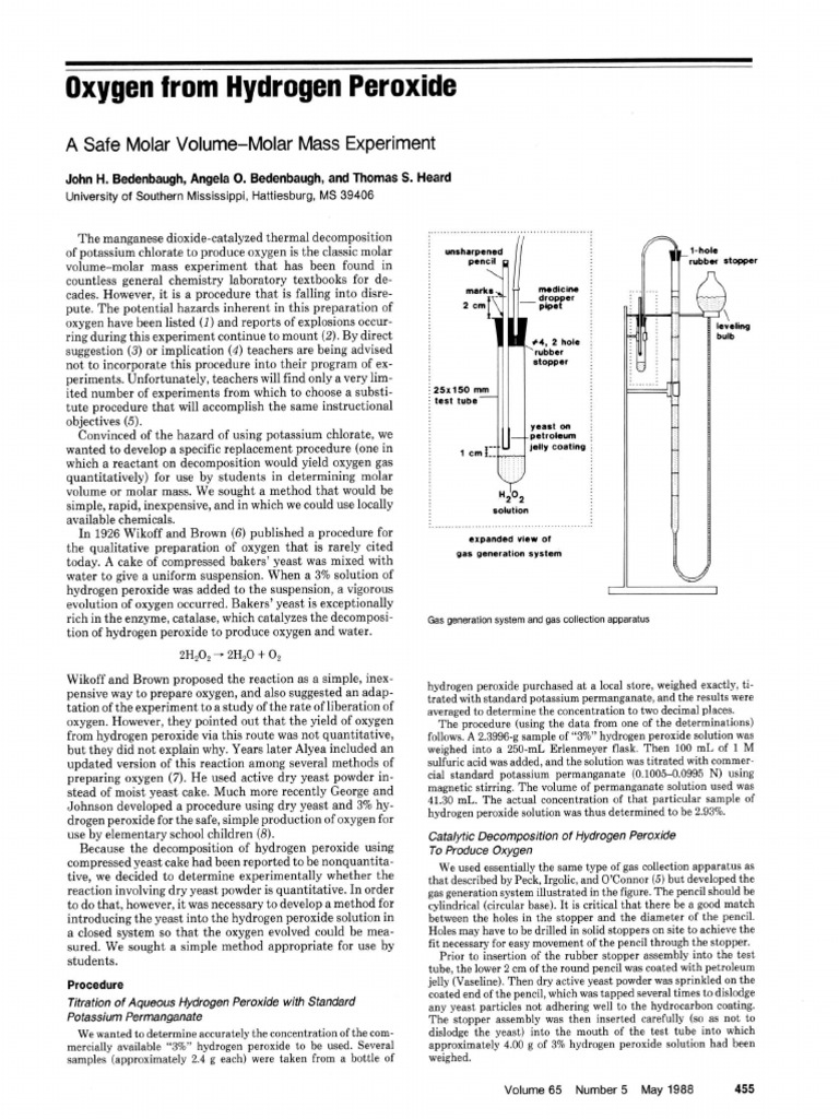 Oxygen From Hydrogen Peroxide | PDF | Hydrogen Peroxide | Oxygen