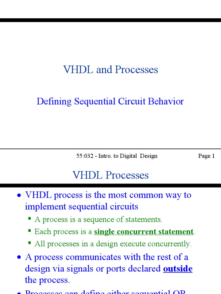 Vhdl And Processes Defining Sequential Circuit Behavior Pdf Control Flow Vhdl