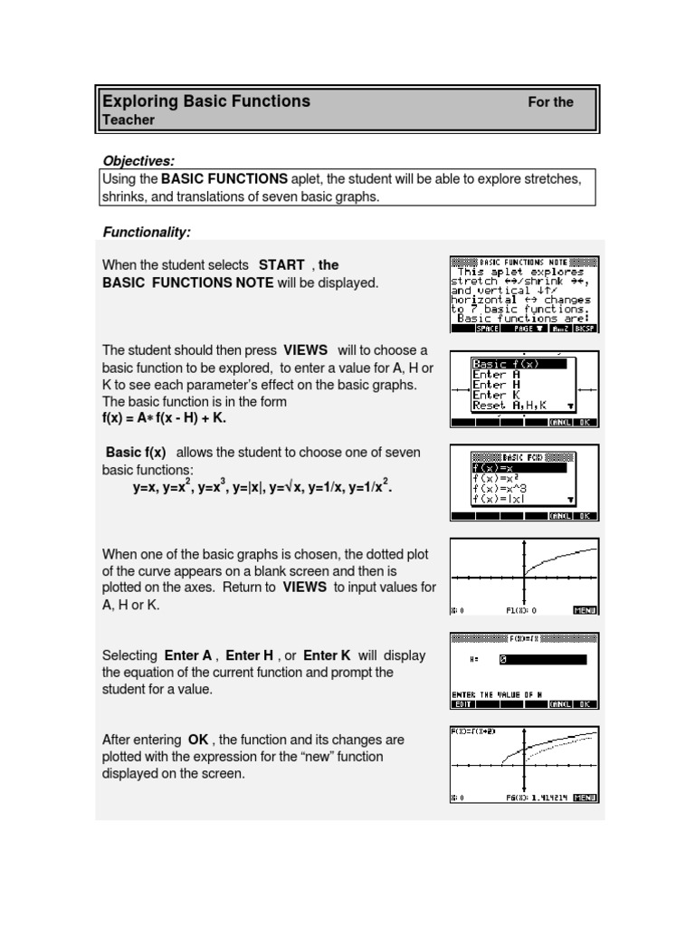 Exploring Basic Functions: Teacher | PDF | Function (Mathematics ...