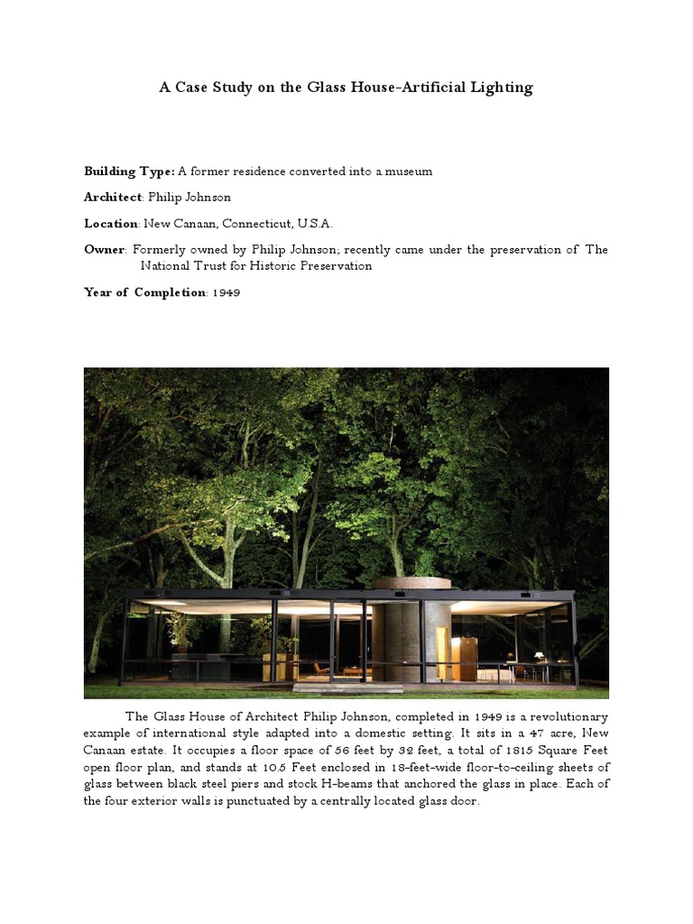 Lighting Design in Philip Johnson's Glass House | PDF | Lighting | Nature