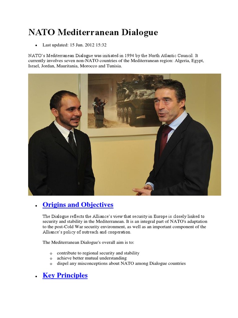 NATO Mediterranean Dialogue Overview | PDF | Nato | International Relations