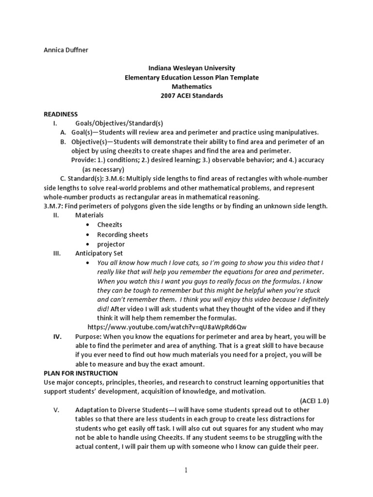 Math Lesson Plan | Download Free PDF | Area | Lesson Plan