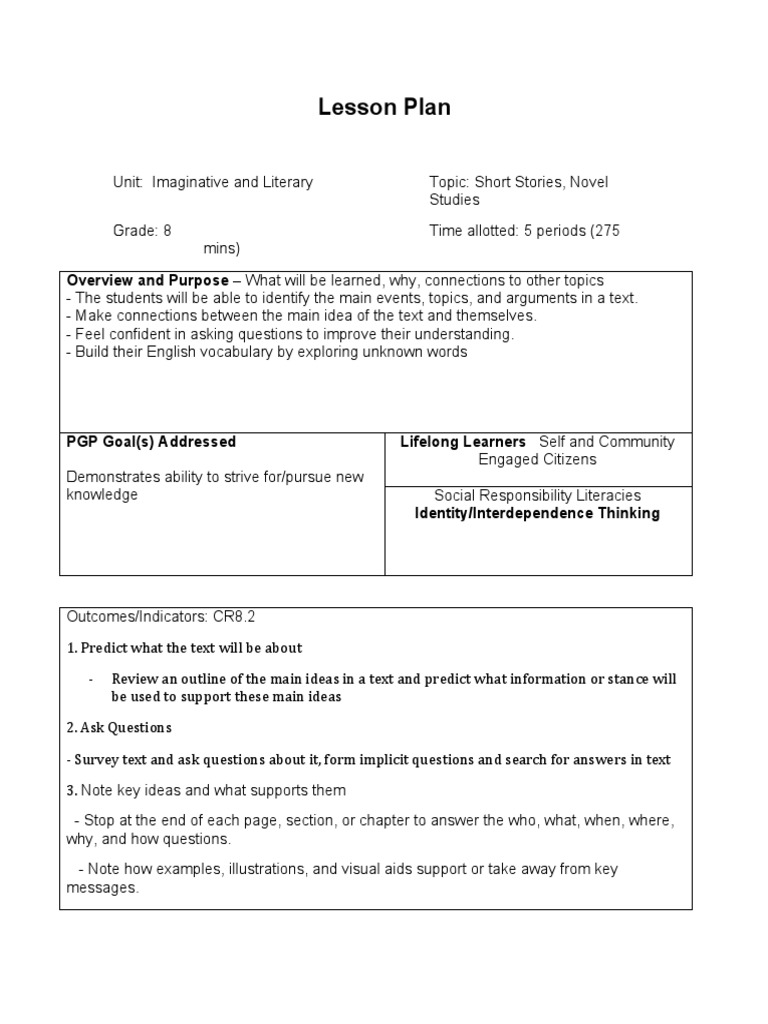 Eal 291 Lesson Plan | PDF | Question | Lesson Plan