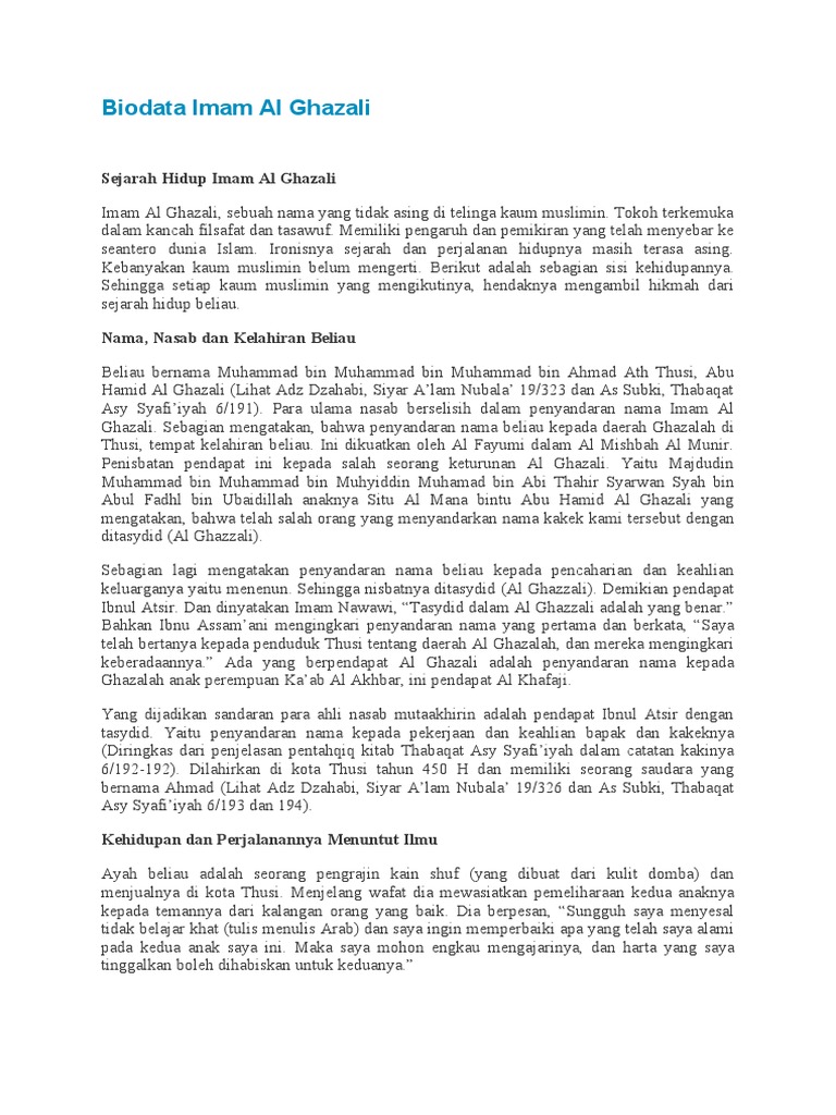 Biodata Imam Al Ghazali | PDF Biodata Imam Al Ghazali | PDF