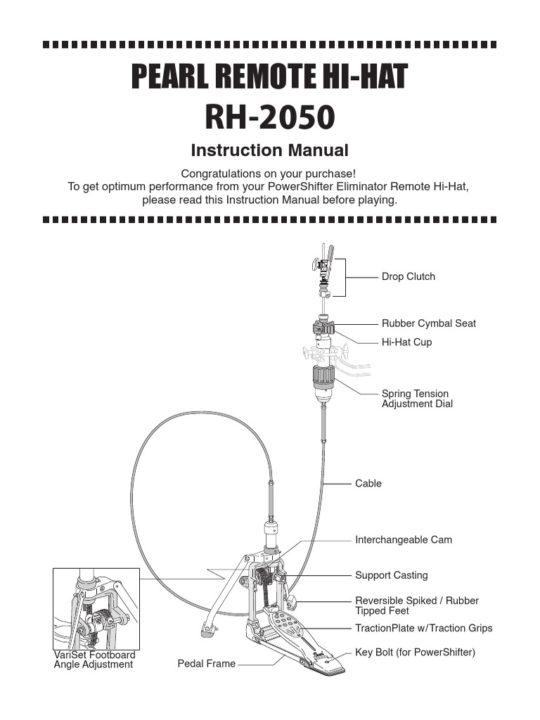 Pearl Remote Hi-Hat: Instruction Manual | PDF | Nut (Hardware) | Screw