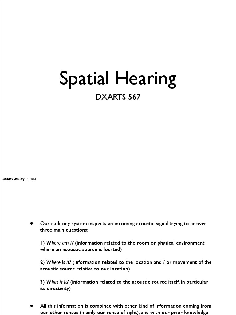 Spatial Hearing | PDF | Waves | Senses