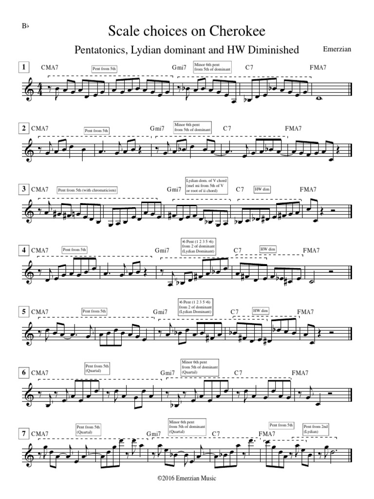 Cherokee Scale Choices - BB | PDF | Elements Of Music | Melody