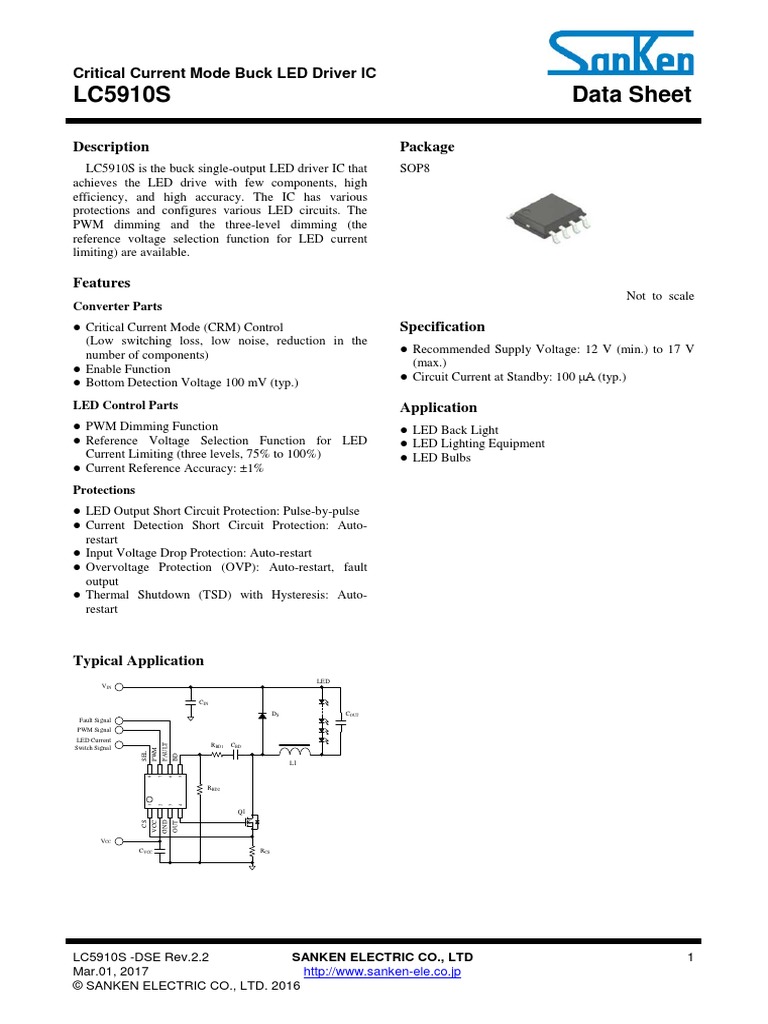 LC5910S Data Sheet: Critical Current Mode Buck LED Driver IC | PDF ...