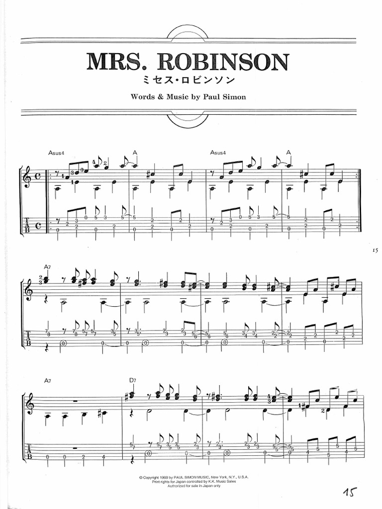Guitar Chords Mrs Robinson