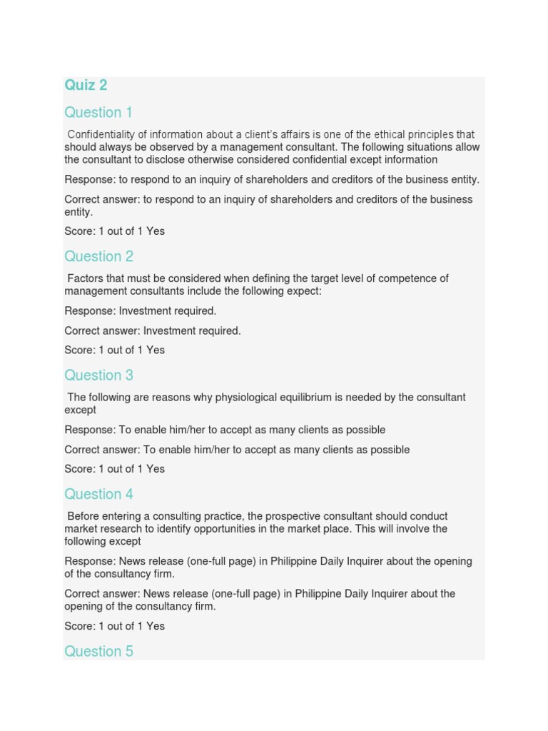 Quiz 2 | PDF | Certified Public Accountant | Consultant