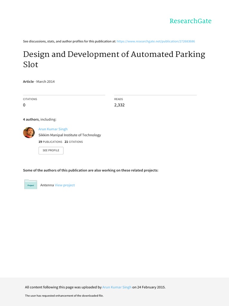 Design and Development of Automated Parking Slot | PDF | Parking ...