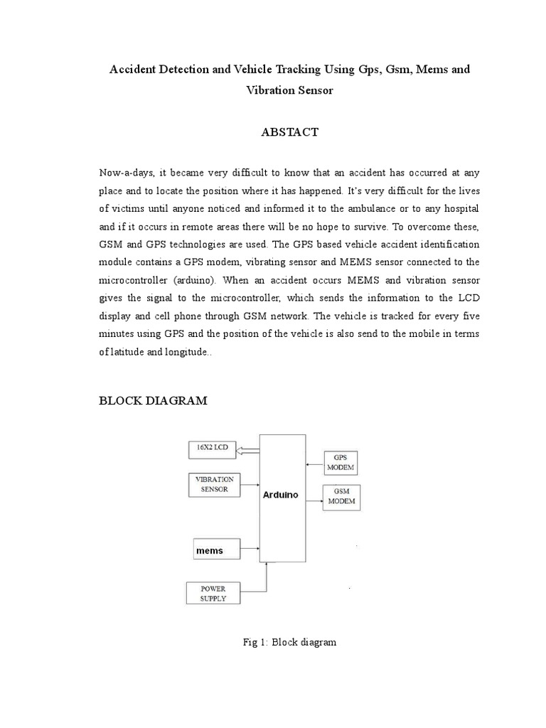Accident Detection And Vehicle Tracking Using Gps Gsm Mems And Vibration Sensor Arduino