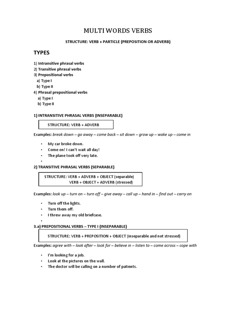 Multi Words Verbs | PDF | Verb | Object (Grammar)