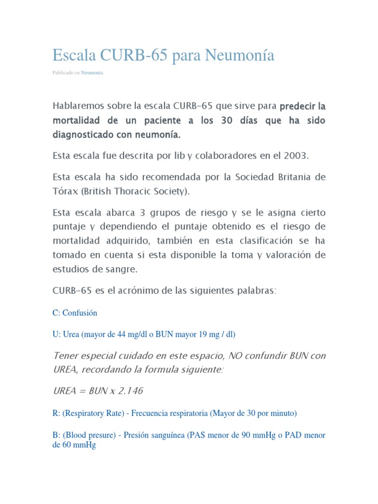 Escala CURB65 | PDF | Neumonía | Presión sanguínea