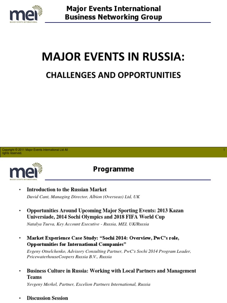 Major Events in Russia:: Challenges and Opportunities | PDF | Russia ...