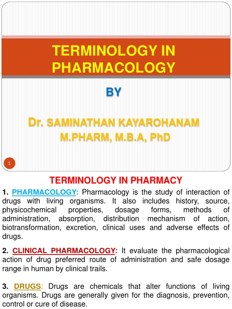 Terminology in Pharmacology | PDF | Pharmacology | Dose (Biochemistry)