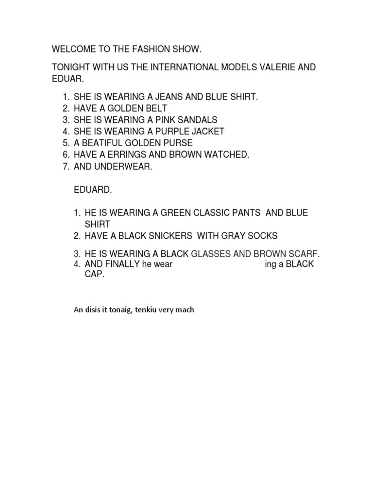 Welcome To The Fashion Show | PDF