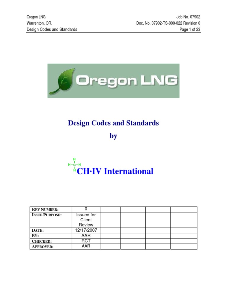 Oregon LNG Design Codes Overview | PDF | Pipe (Fluid Conveyance ...