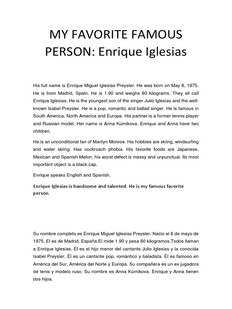 My Favorite Famous Person | PDF