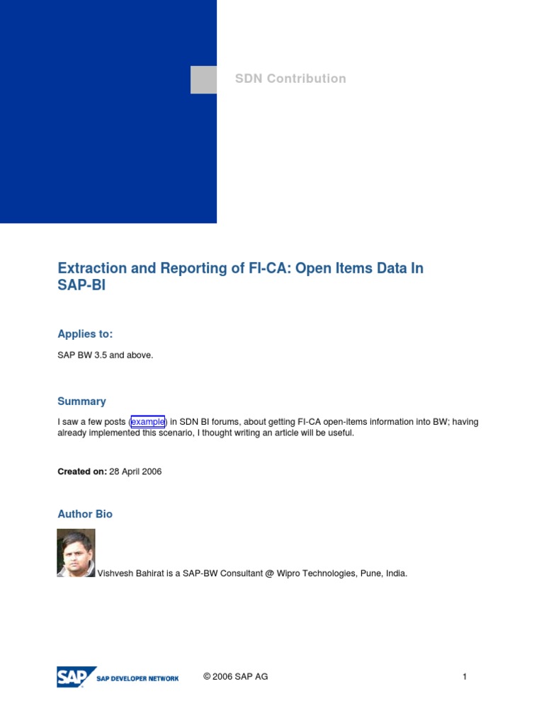 Extraction and Reporting of FI-CA - Open Items Data in SAP Business ...