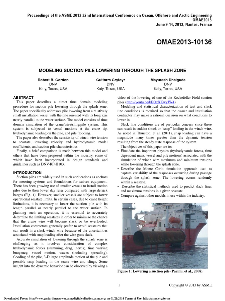Technical Paper - Modelling Suction Pile Lowering Through The ...