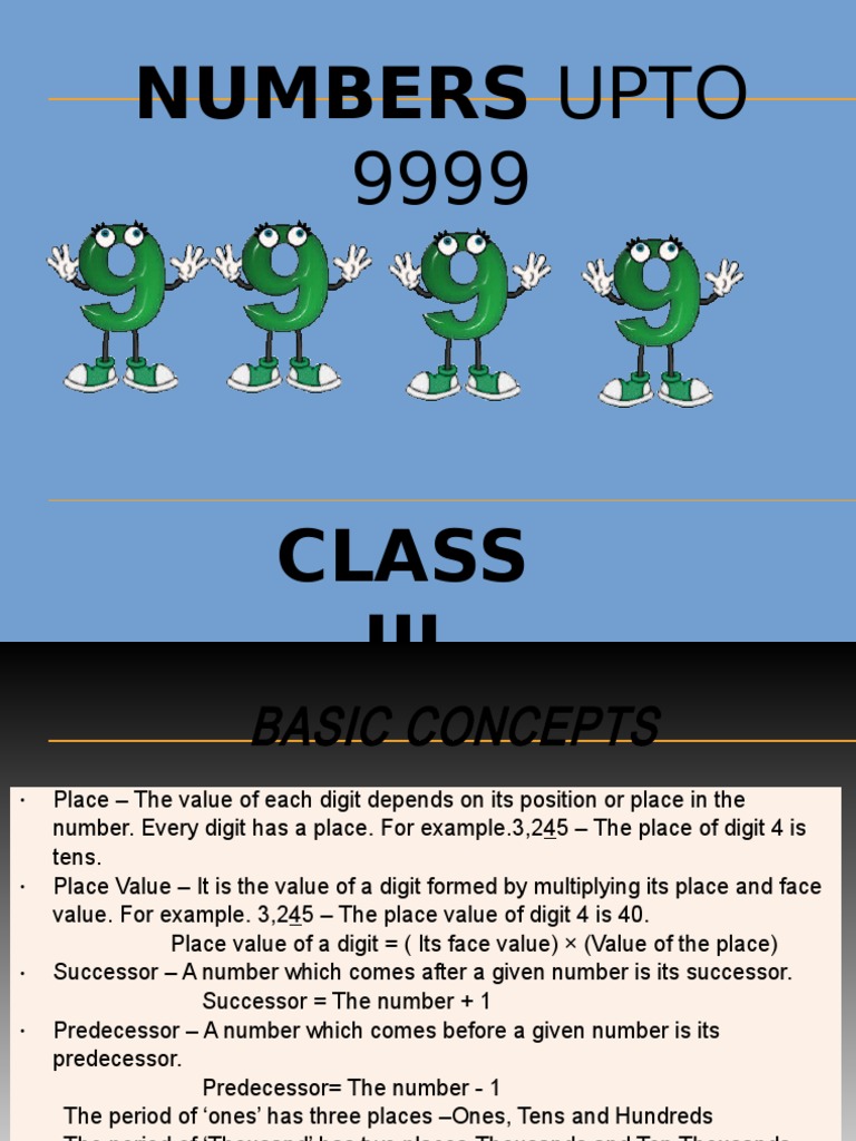 On Numbers Upto 9999 | PDF | Notation | Mathematical Notation