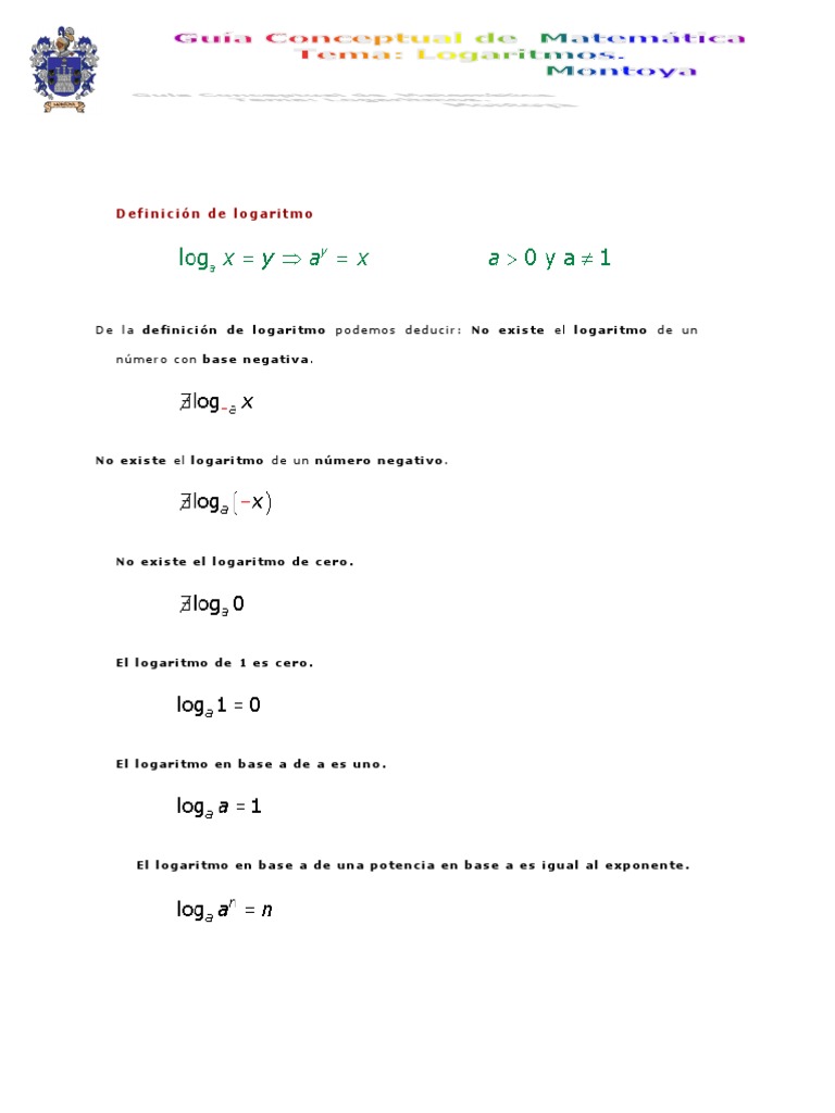 Guía Completa de Logaritmos | PDF | Logaritmo | Exponenciación