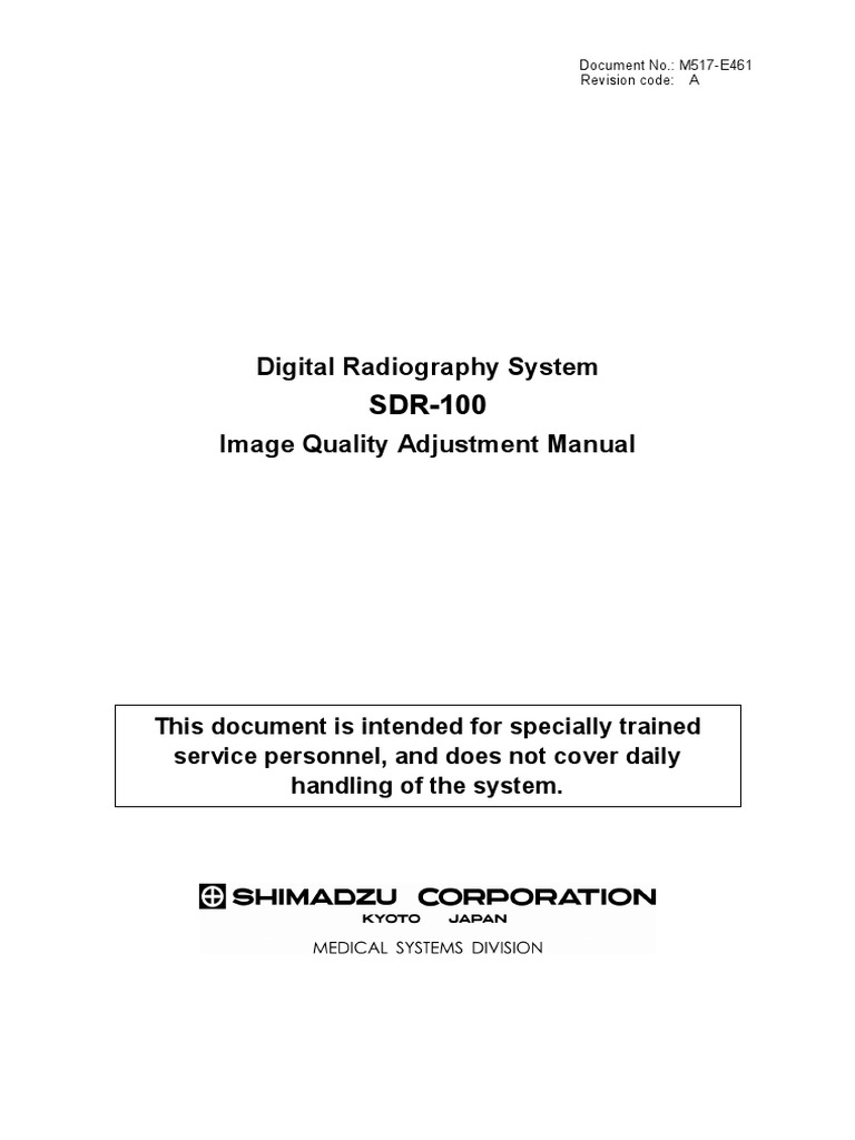 Digital Radiography System Image Quality Adjustment Manual | PDF ...