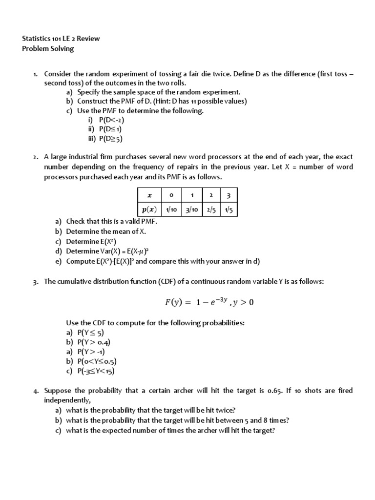 LE 2 Review Exercises | PDF
