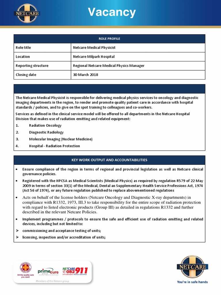 Netcare Medical Physicist1 | PDF | Medical Physics | Medical Imaging