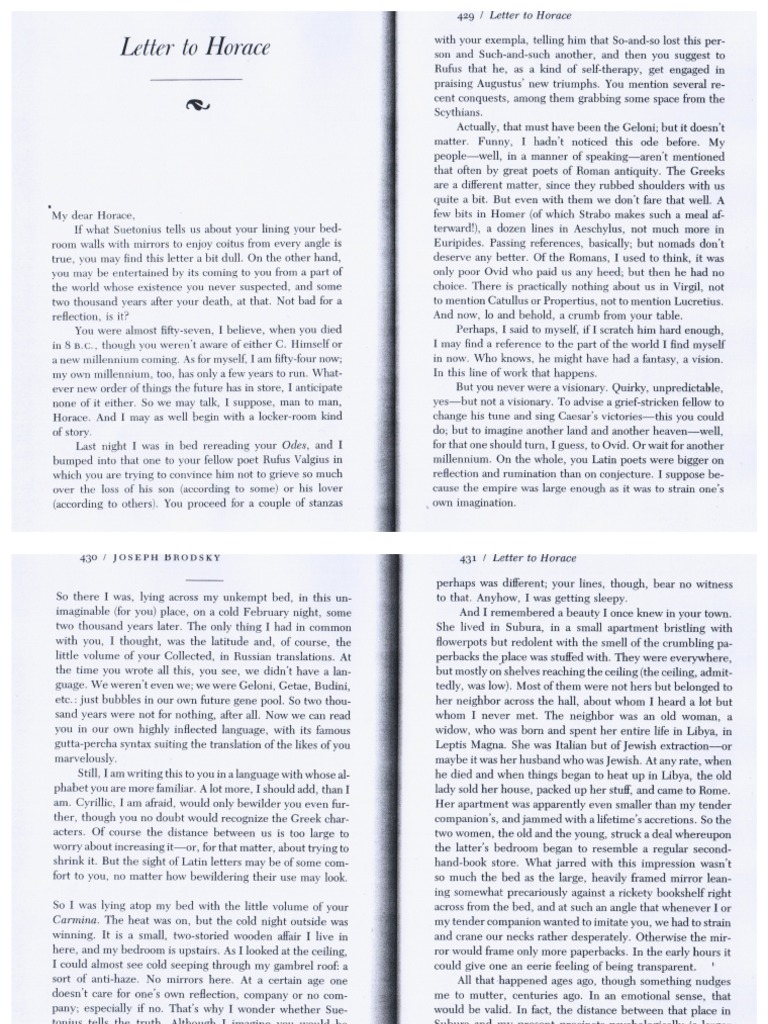 Joseph Brodsky Letter To Horace PDF | PDF