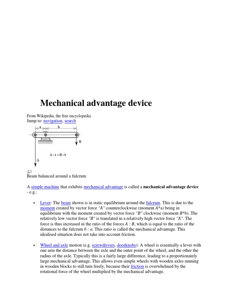 Mechanical Advantage Device | PDF | Machines | Lever