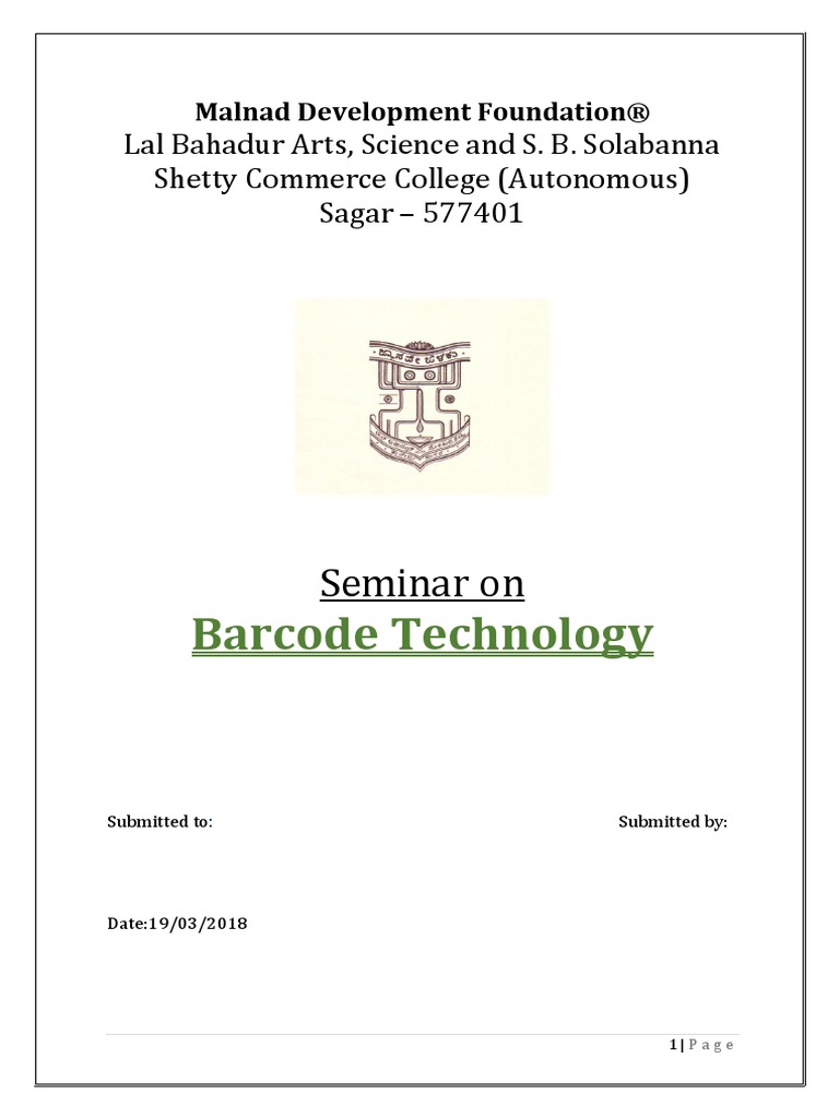 Barcode Technology: Seminar On | PDF | Barcode | Universal Product Code
